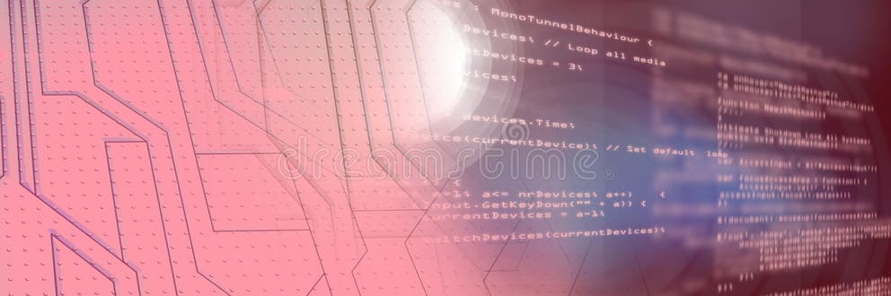 Computer Code and Metal Machine Parts Against Gradient Background, Program Coding Concept Stock ...