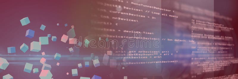 Computer Code And Multicolor Geometric Shapes Against Gradient Background Program Coding