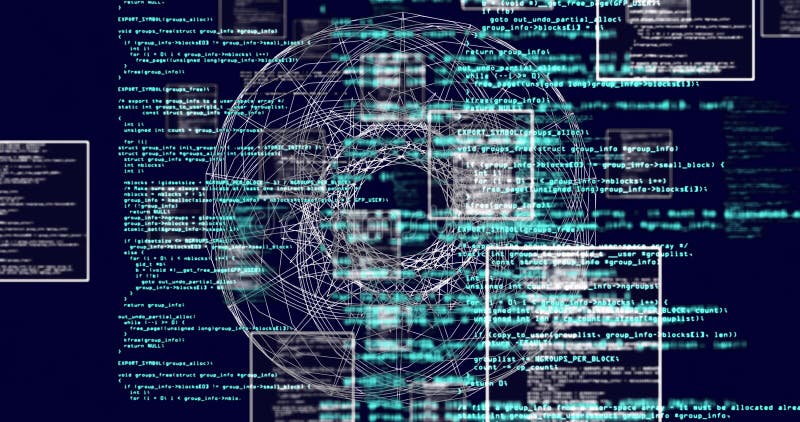 Computer Code and Network Connections Animation Over Abstract Digital ...