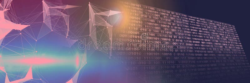 Computer Code and Network of Connections Over Gradient Background ...
