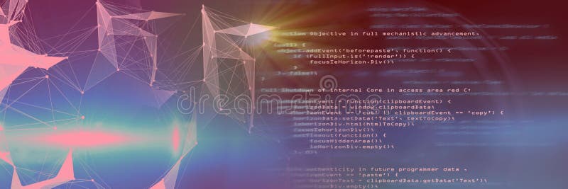 Computer Code And Network Of Connections Over Gradient Background Program Coding Concept Stock