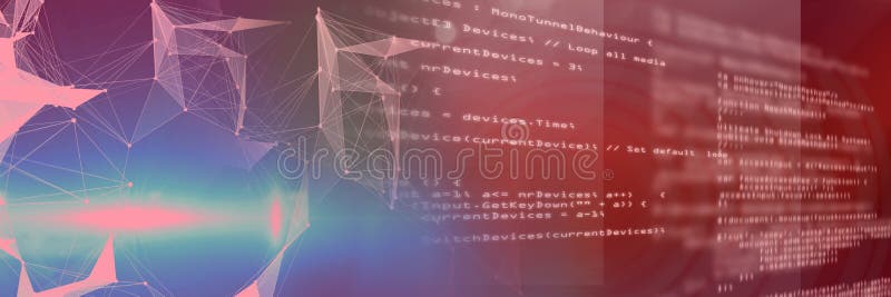 Computer Code And Network Of Connections Over Gradient Background Program Coding Concept Stock