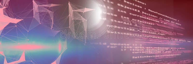 Computer Code and Network of Connections Over Gradient Background ...