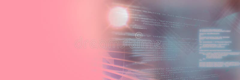 Computer Code Processing Against A Pink And Gradient Background Program Coding Concept Stock