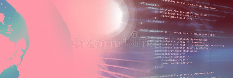 Computer Code Processing And Planet Earth Against Gradient Background Program Coding Concept