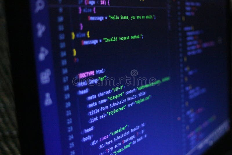 Computer Code Programming Language Coding Close High Resolution Photo On Computer Laptop Screen