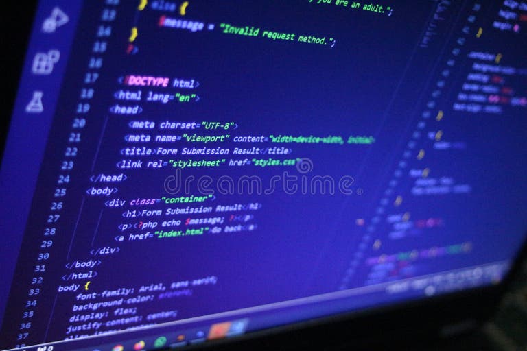 Computer Code Programming Language Coding Close High Resolution Photo on Computer Laptop Screen ...