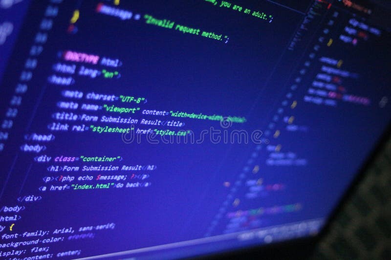 Computer Code Programming Language Coding Close High Resolution Photo On Computer Laptop Screen