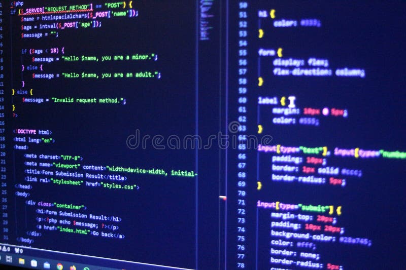 Computer Code Programming Language Coding Close High Resolution Photo On Computer Laptop Screen