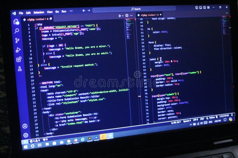 Computer Code Programming Language Coding Close High Resolution Photo On Computer Laptop Screen