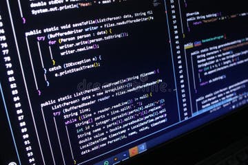 Computer Code Programming Language Coding Close High Resolution Photo on Computer Laptop Screen ...