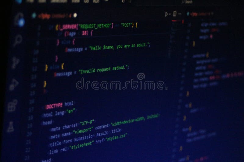 Computer Code Programming Language Coding Close High Resolution Photo On Computer Laptop Screen