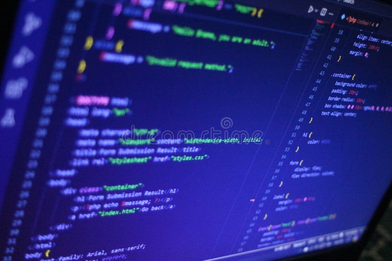 Computer Code Programming Language Coding Close High Resolution Photo On Computer Laptop Screen
