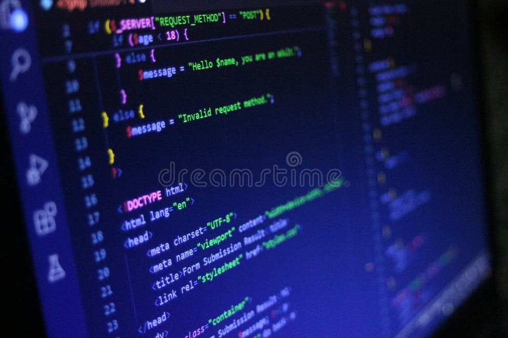 Computer Code Programming Language Coding Close High Resolution Photo on Computer Laptop Screen ...