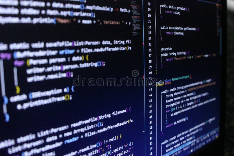 Computer Code Programming Language Coding Close High Resolution Photo On Computer Laptop Screen