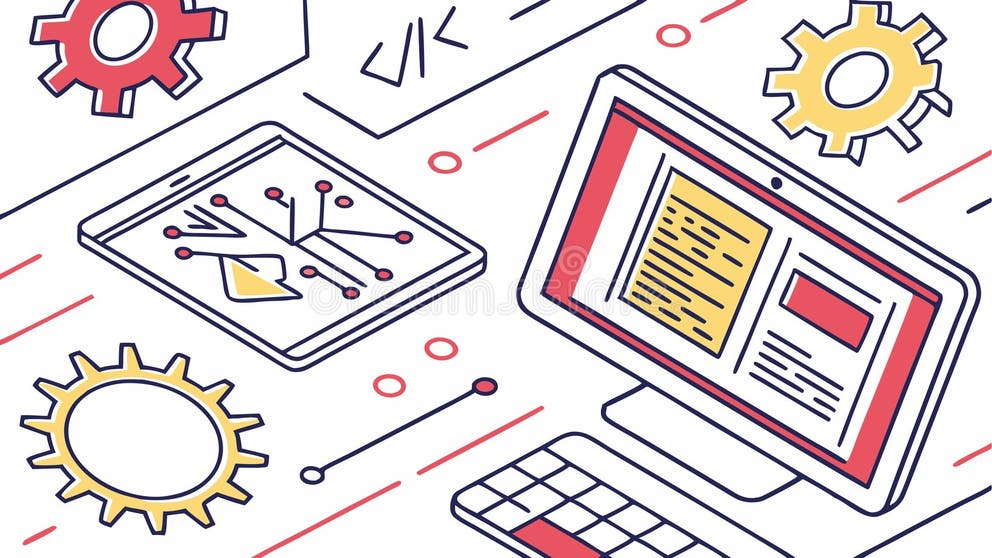 Computer and Code Programming and Software Development Illustration Generative AI Stock Vector ...