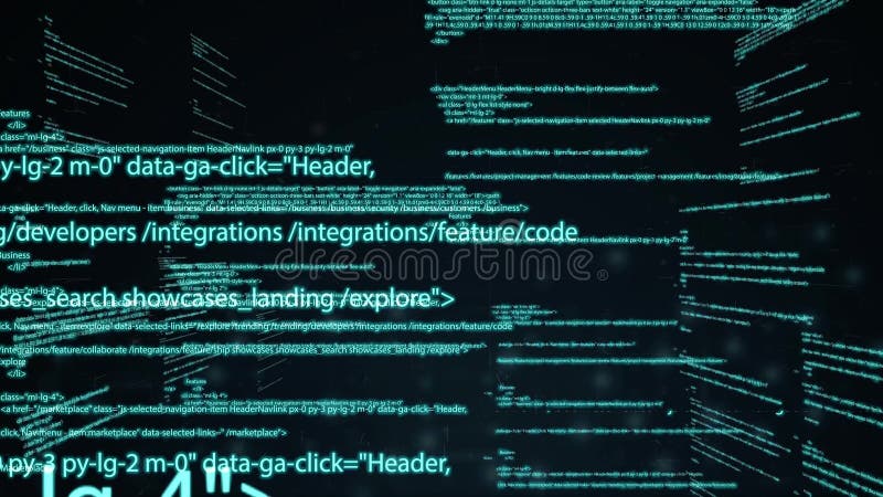 Computer Code Running In A Virtual Space Camera Moves Through The Text Abstract Technology