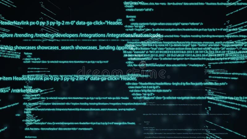 Computer Code Running In A Virtual Space Camera Moves Through The Text Abstract Technology