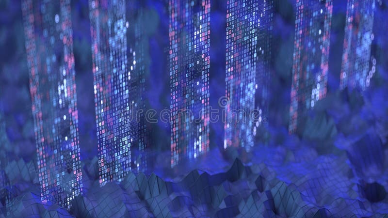 Computer Code Sci-fi Background 3D Rendering Stock Illustration ...