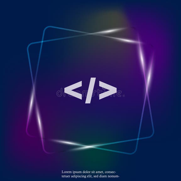 Computer Code Slash Vector Neon Light Icon. Symbol of Programming ...