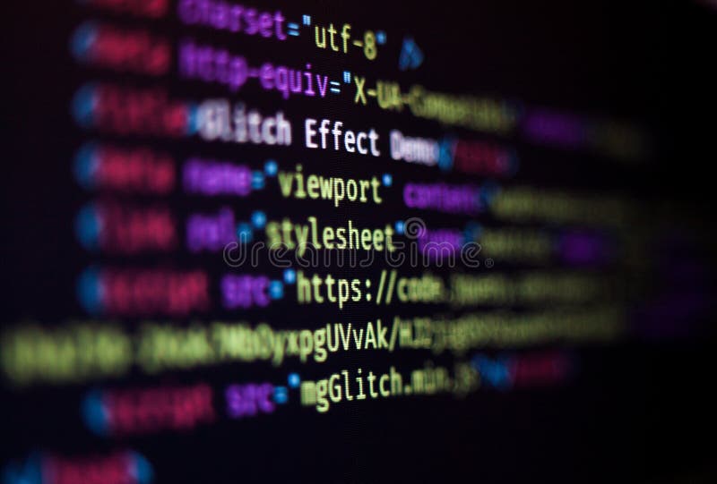 Computer Code. Technical Error. Glitch Stock Image - Image of display ...