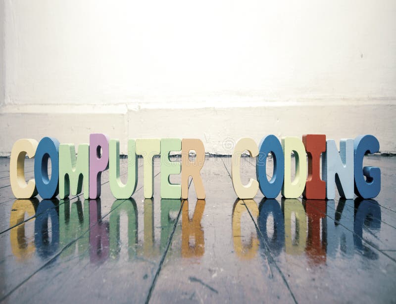 Computer Coding Text with Wooden Letters Stock Image - Image of school ...
