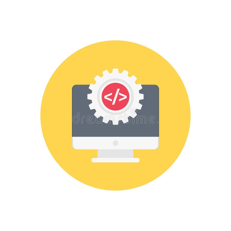 Computer Coding Vector Flat Colour Icon Stock Vector - Illustration of ...