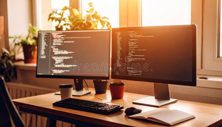 Computer Coding Workstation. Back To School Concept. Generated Image ...