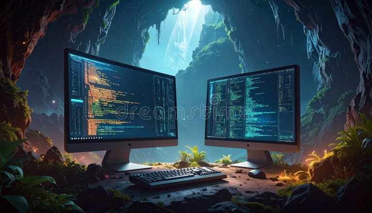 Computer Coding Workstation. Back To School Concept. Generated Image ...