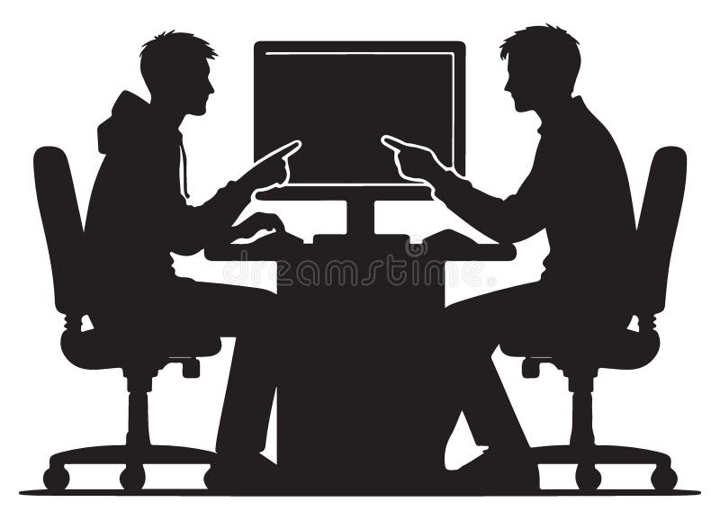 Computer Collaboration Silhouette Teamwork Design for Business Analysis ...