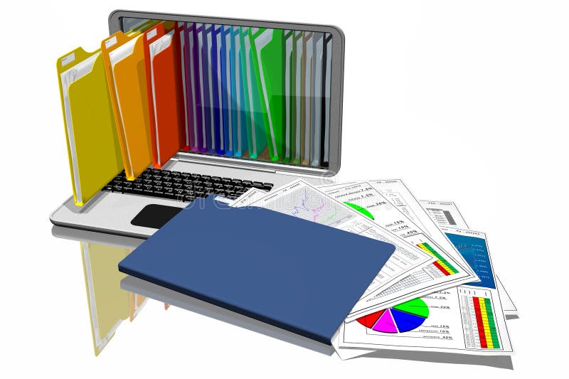 Computer Colored Folders Documents 001 - 3D Illustration Stock ...