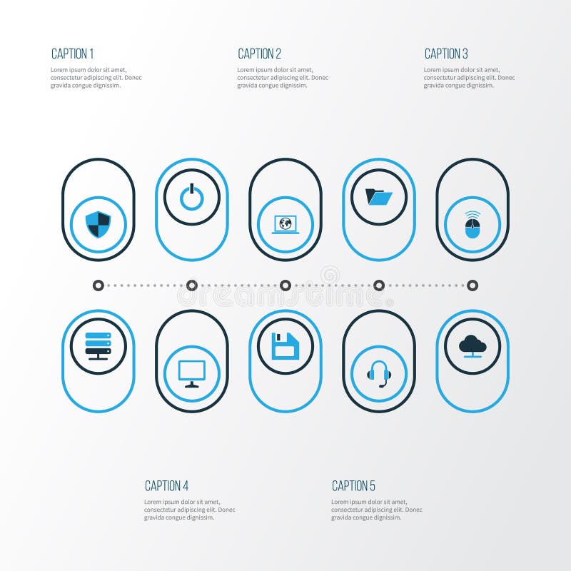 Computer Colorful Icons Set. Collection of Control, Connection, File ...