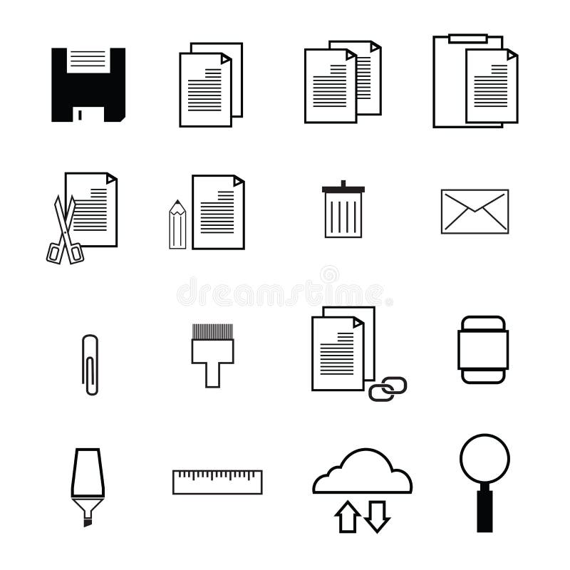 Computer Command Icons Flat Stock Vector - Illustration of mobile ...