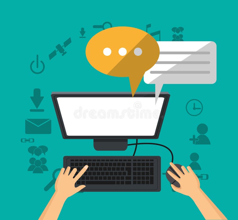 Computer Communication Bubble Speech Media Stock Vector - Illustration ...