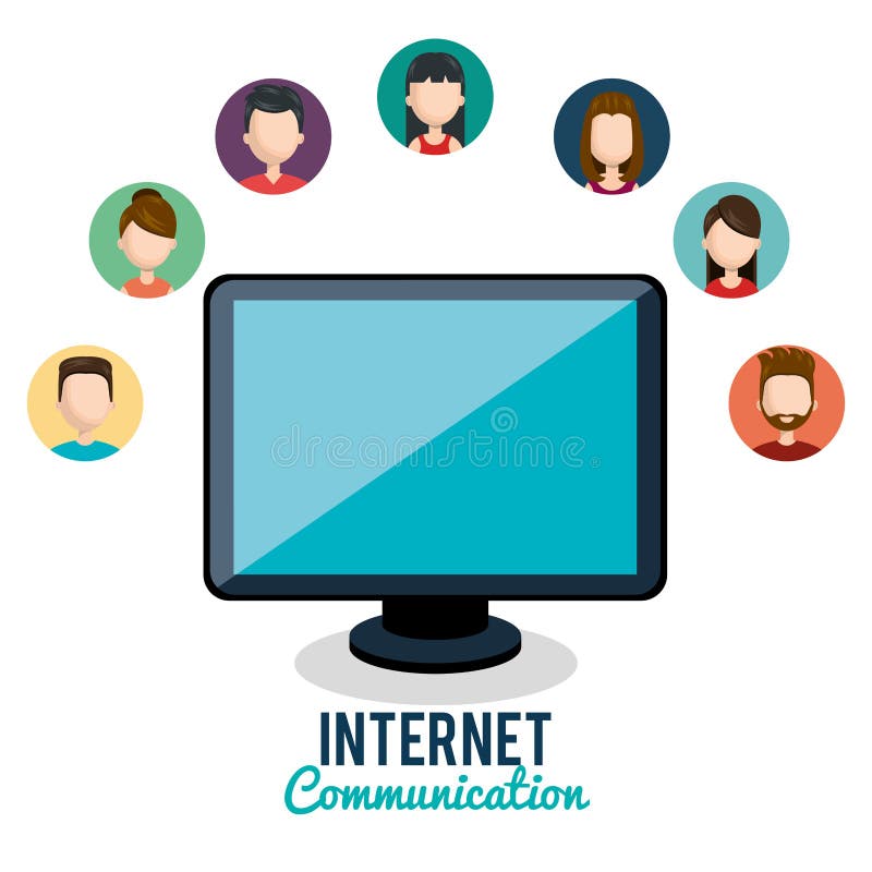Computer and Community Internet Connection Stock Vector - Illustration ...