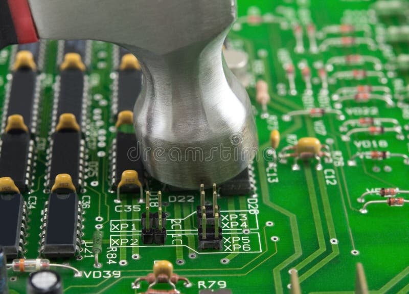 Computer Components and Hammer Stock Image - Image of maintenance ...