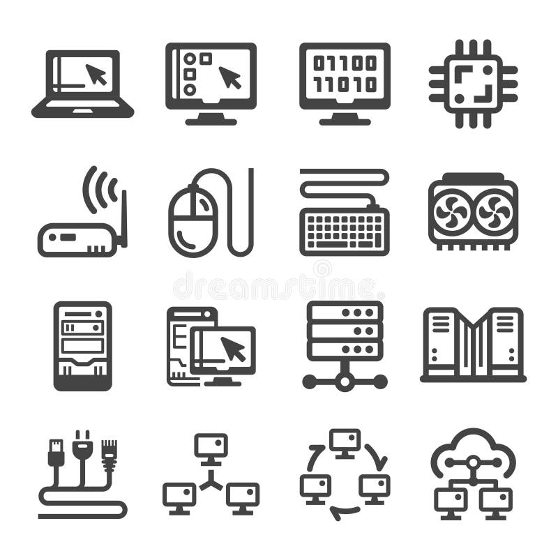 Computer and Components Icon Stock Vector - Illustration of business ...