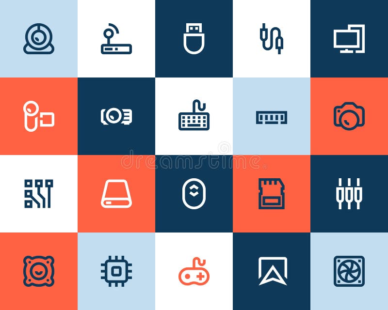 Computer Components Vector Icons Set Stock Vector - Illustration of ... Computer Components Vector Icons Set Stock Vector - Illustration of ...