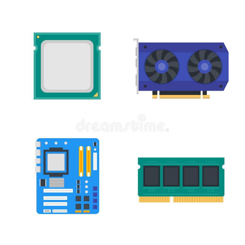 Computer components icons stock vector. Illustration of modern - 96931098