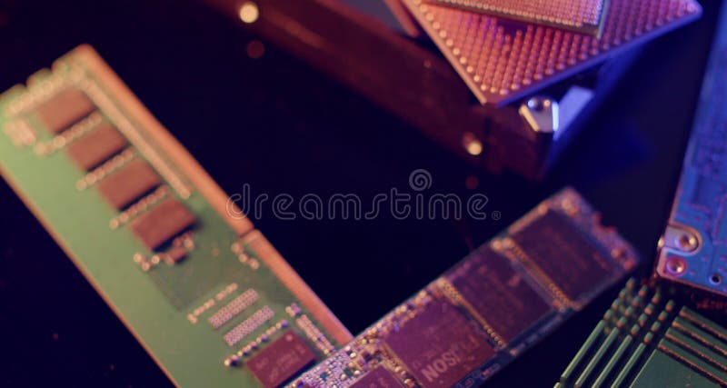 Computer Components Like CPU, Ram and Hard Drive Closeup View Stock ...