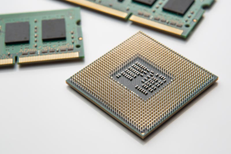 Computer Components, Processor and RAM Stock Image - Image of capacitor ...