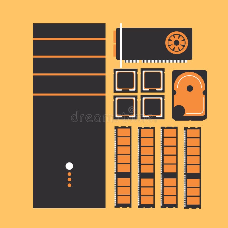 Computer Components with Peripheral Devices. Vector Illustration ... Computer Components with Peripheral Devices. Vector Illustration ...