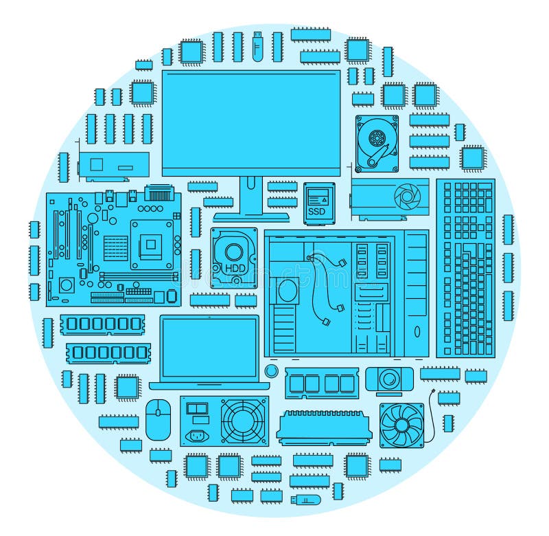 Electronic Circuit Parts Icons Set Stock Illustrations – 82 Electronic ...