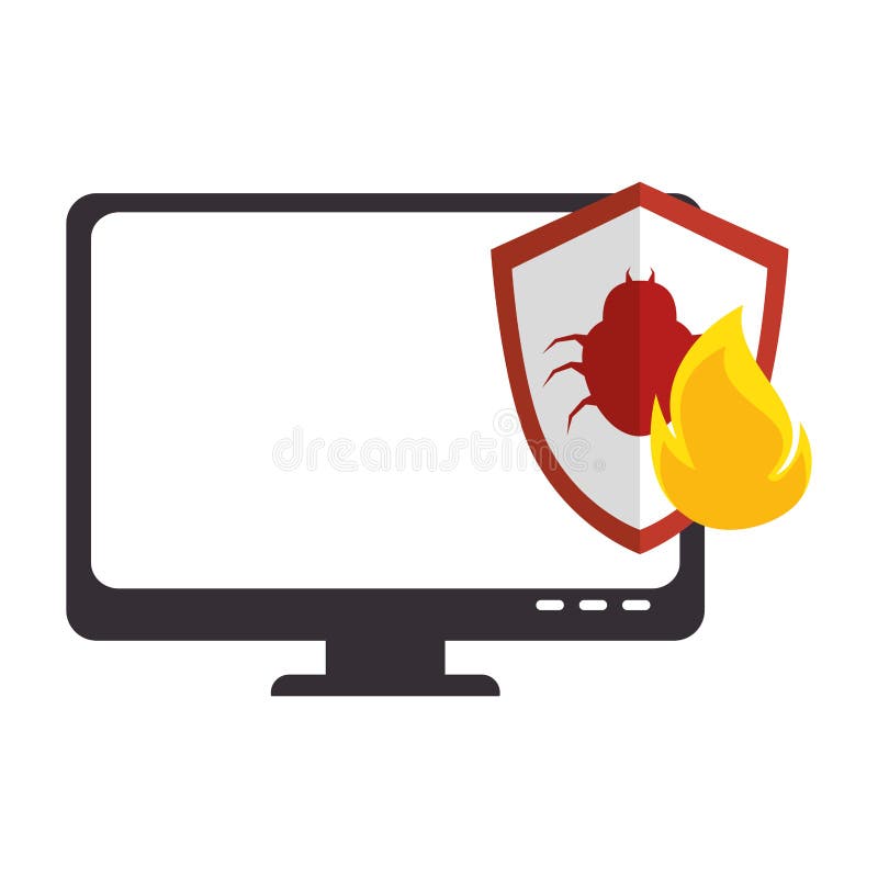 Computer with Computing Alert Stock Vector - Illustration of hacker ...