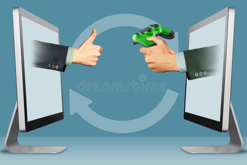 E-commerce Concept, Two Hands from Displays. Thumbs Up, Like and ...
