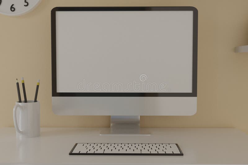 Computer Concept Work 3d Render Stock Illustration - Illustration of ...