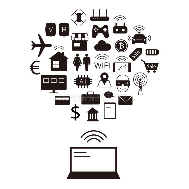 Computer Connect Life in Your Future Vector Illustration Editorial ...