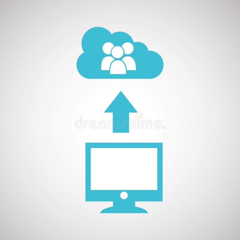 Computer Connected Cloud Group Chat Stock Vector - Illustration of ...