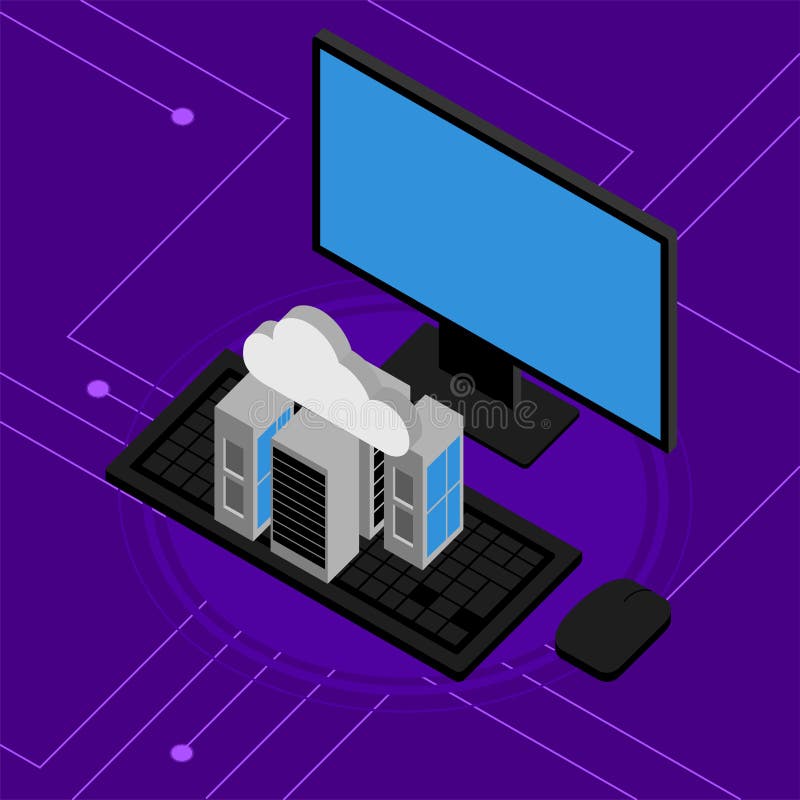Computer Connected To a 3d Cloud Computer Servers Stock Vector ...