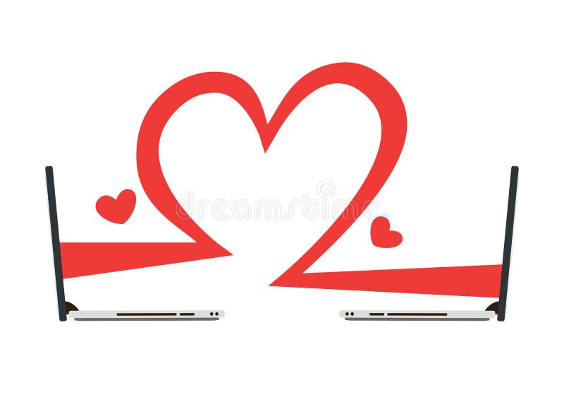 Computer Connecting for Love. Concept of Online Love or Dating Stock ...